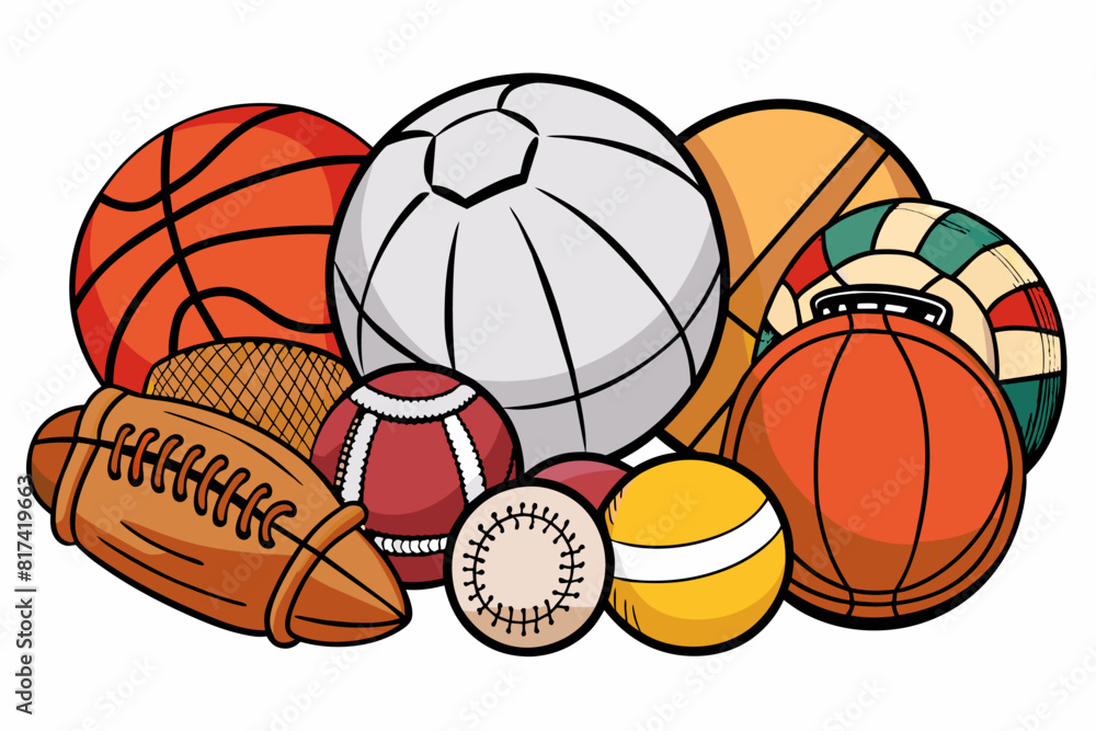 Various sports balls and balls clipart including basketball, soccer ...