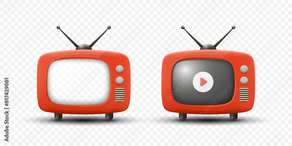 Vector 3d Vintage TV Set Icon Set. Retro TV Icons, Design Template ...