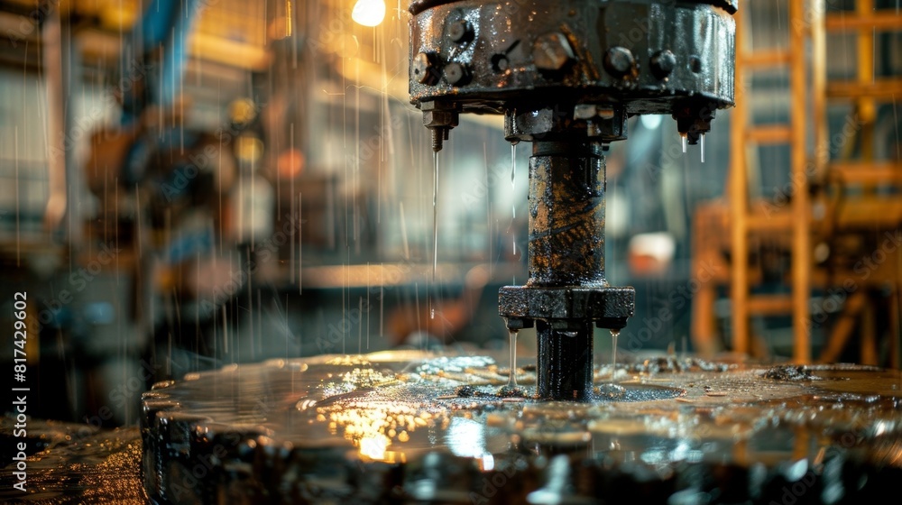 The steady rotation of large drill bits churning through layers of rock ...