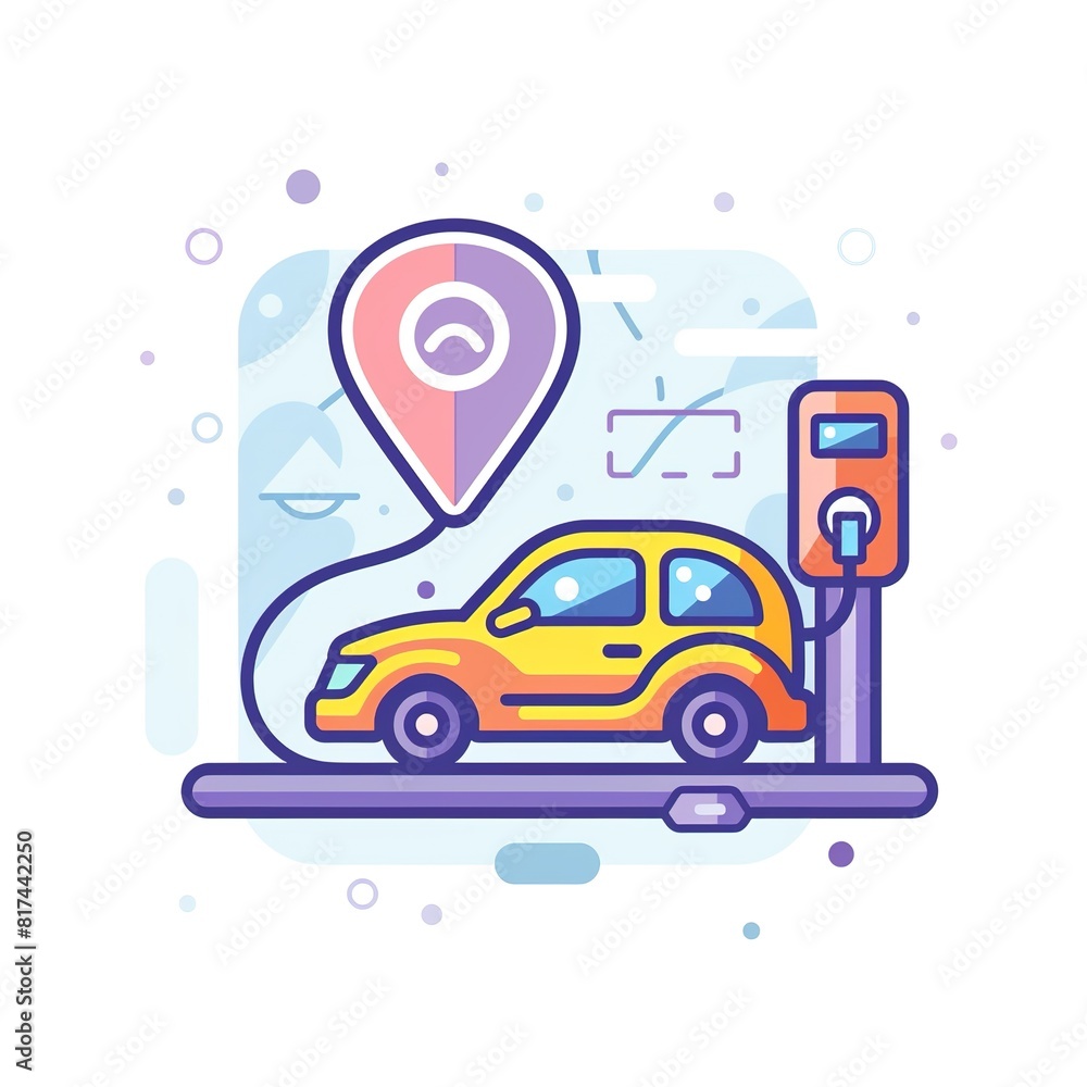 electric car charging spot battery energy station location icon ...