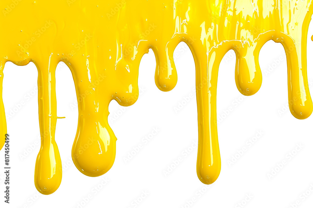 yellow paint dripping isolated on white background with clipping path ...