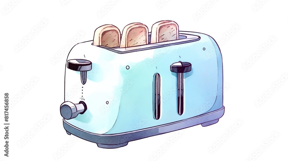 Toaster. Watercolor hand drawn isolated illustration in white ...