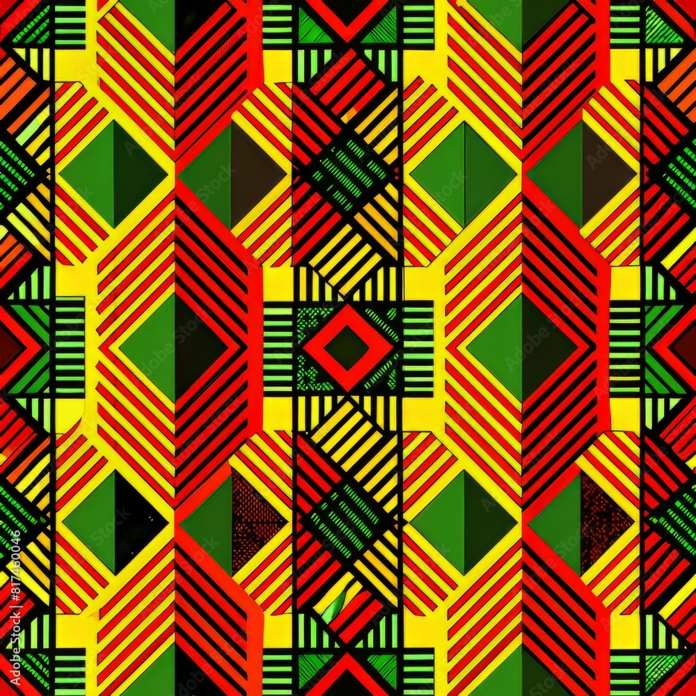 Seamless pattern of African Kente cloth designs with bold stripes and ...
