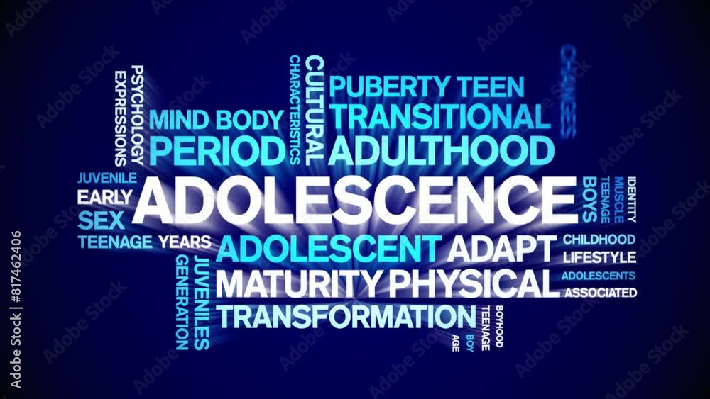 Adolescence animated word cloud;text design animation tag kinetic ...