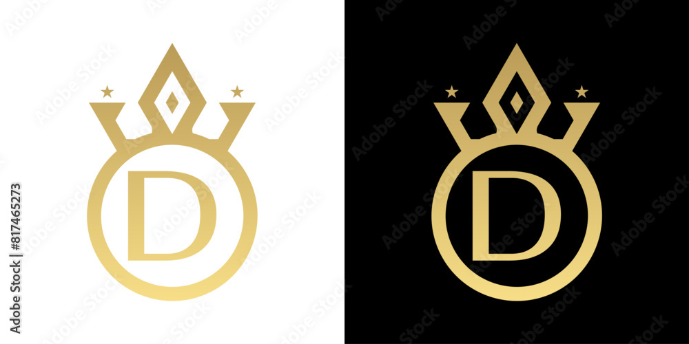 Letter D Crown Logo, Letter D Logo with crown Template for Sign Luxury ...