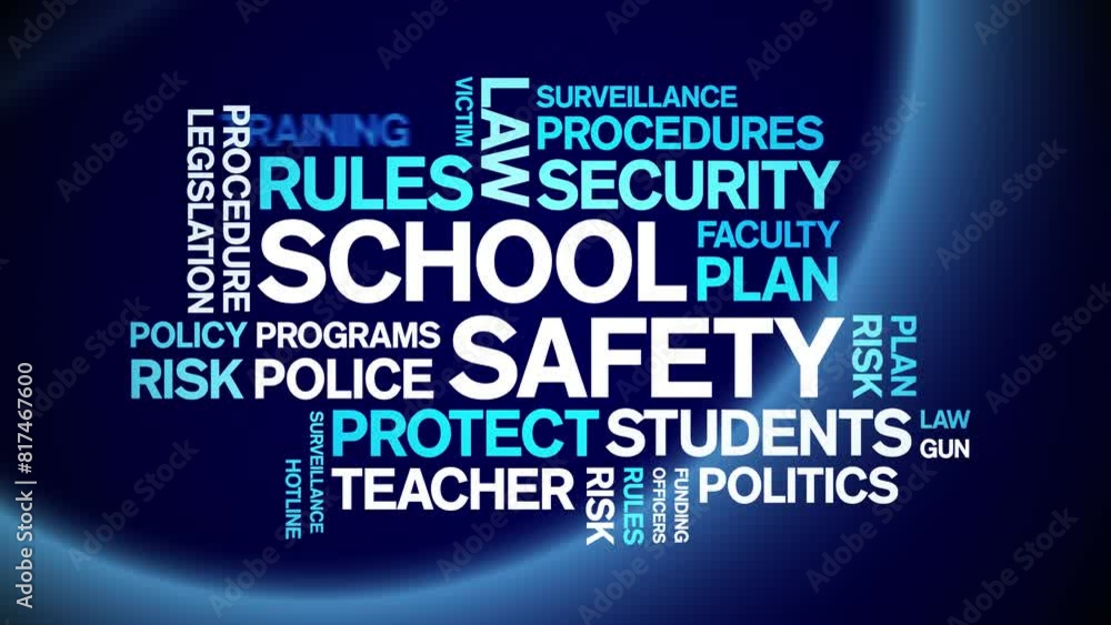 School Safety animated word cloud;text design animation tag kinetic ...
