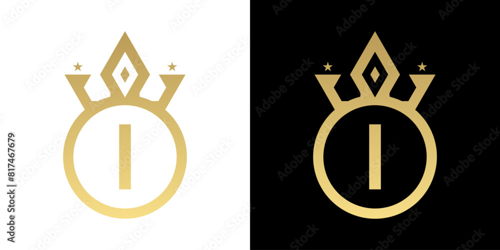 Letter I Crown Logo, Letter I Logo with crown Template for Sign Luxury ...