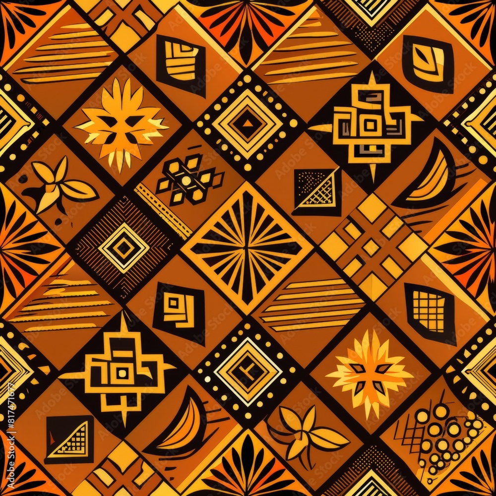 Seamless pattern of traditional African mudcloth designs, featuring ...