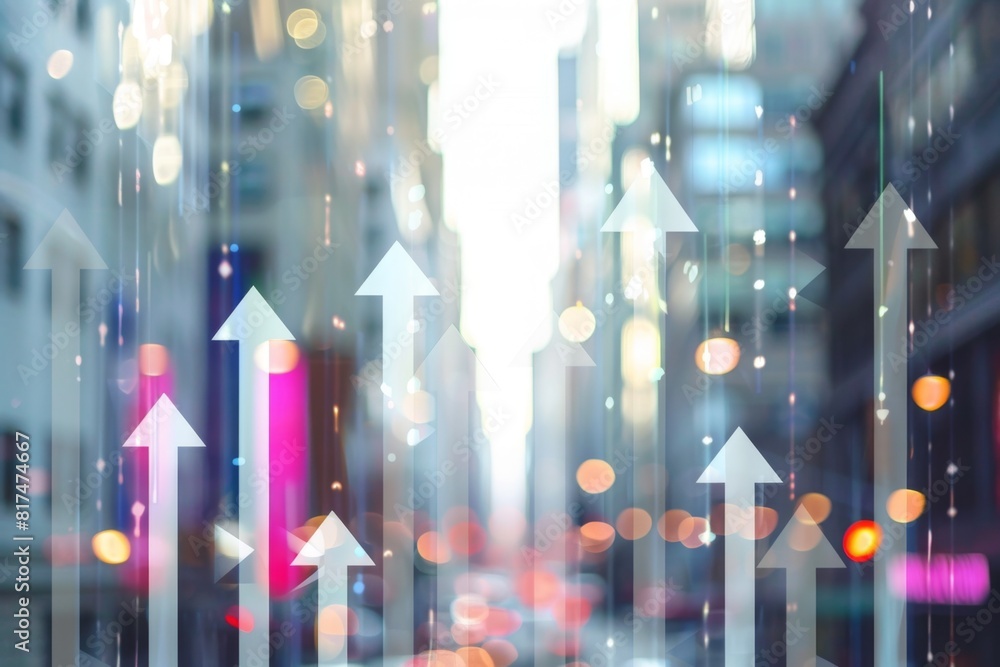 ภาพประกอบสต็อก digital stock market graph with arrow pointing upwards ...