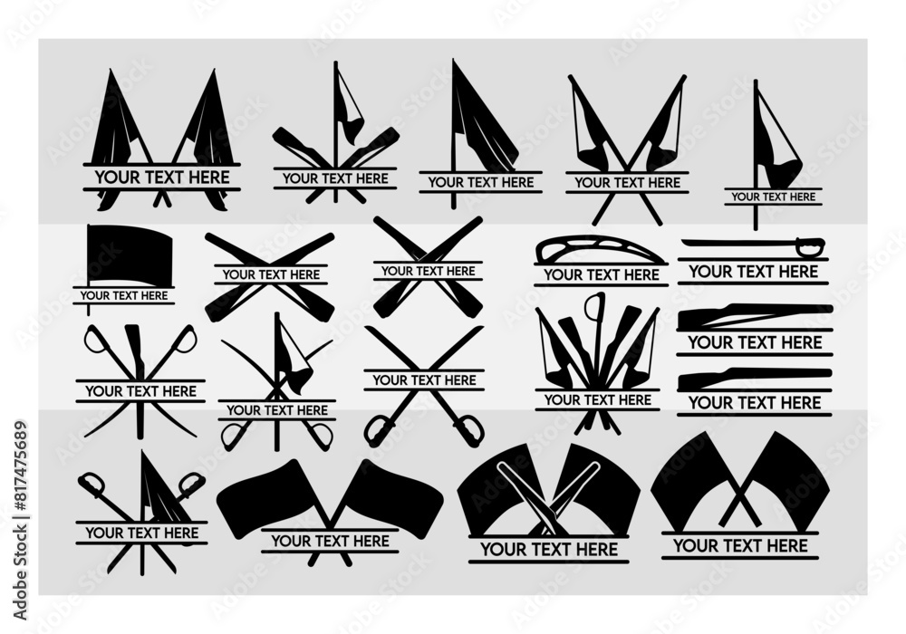 Color Guard Split Monogram Svg Silhouette, Color Guard Flags Svg ...