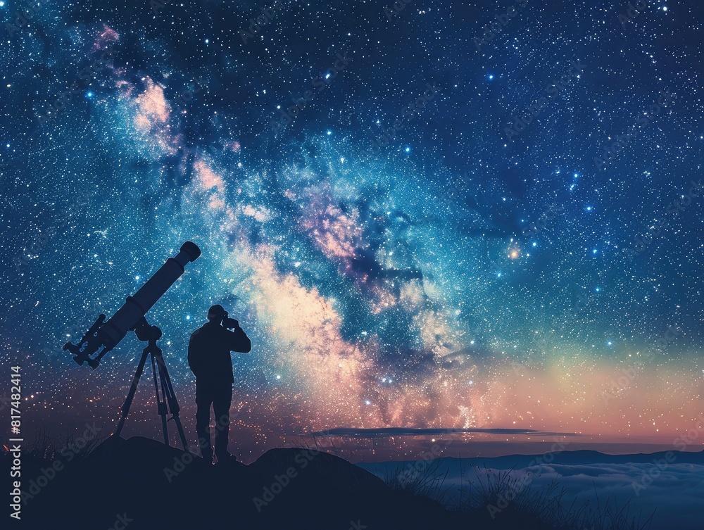 ภาพประกอบสต็อก Exploring the Wonder of Astronomy in Stargazing ...