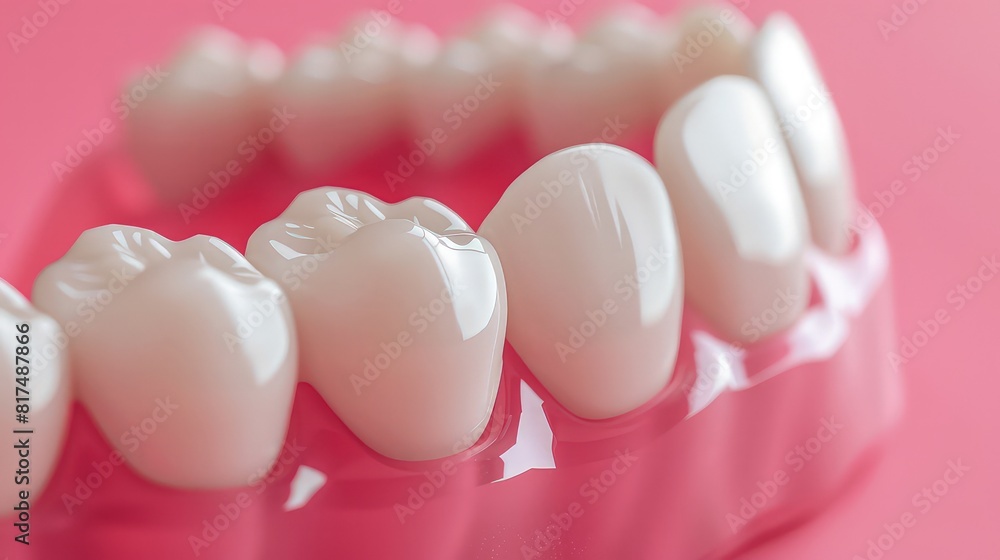 Denture. False jaw. A perfectly made denture - close-up photo. Highly ...