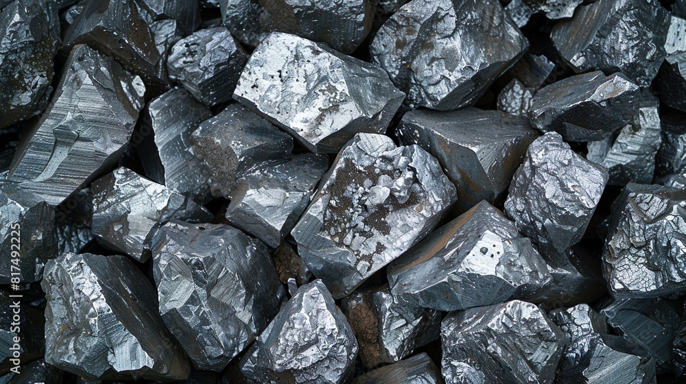 A pile of silver ore samples, ready for processing and refining. Stock ...
