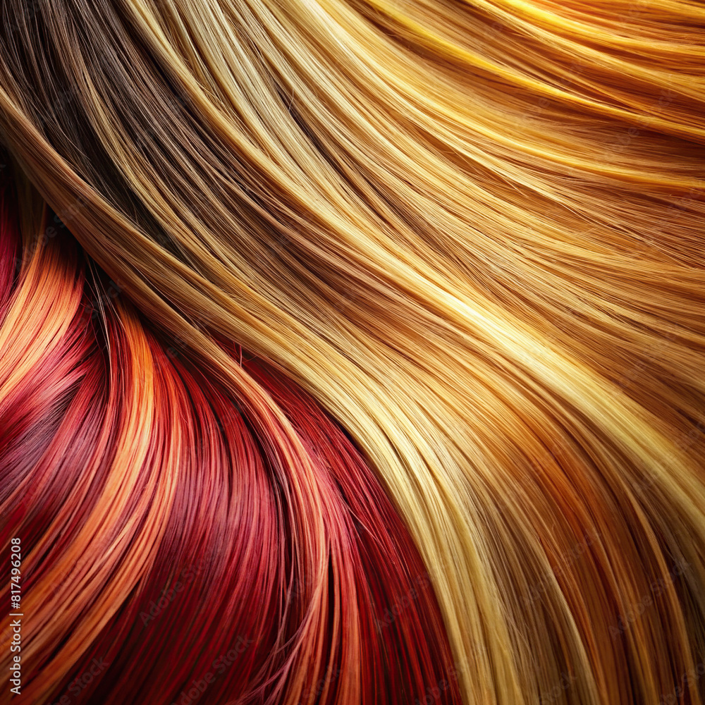 Focus on human hair strands, highlighting hair color, texture, and ...