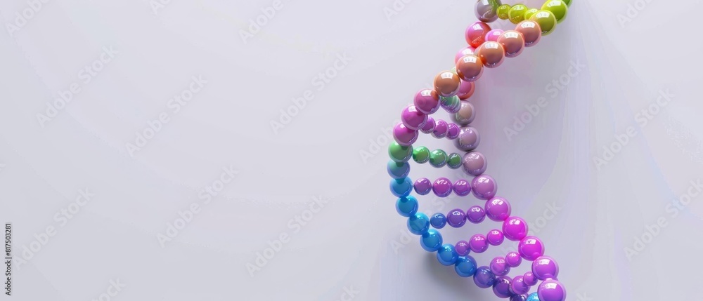 Aerial perspective of a 3D DNA structure on a laboratory table, with ...