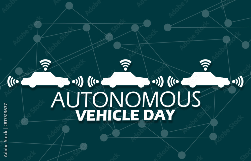 Autonomous Vehicle Day event banner. Icon of automatic cars driving ...