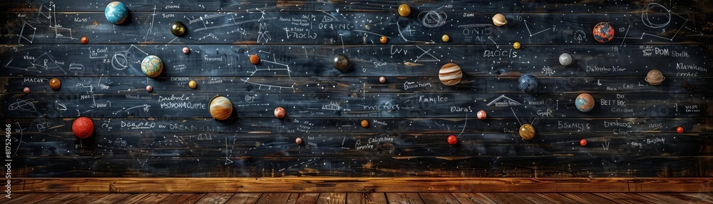 Artistic blackboard display with doodles representing various school ...