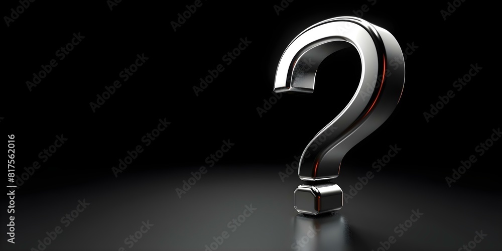 3D silver question mark outline with balanced gaps iconlike glossy logo ...