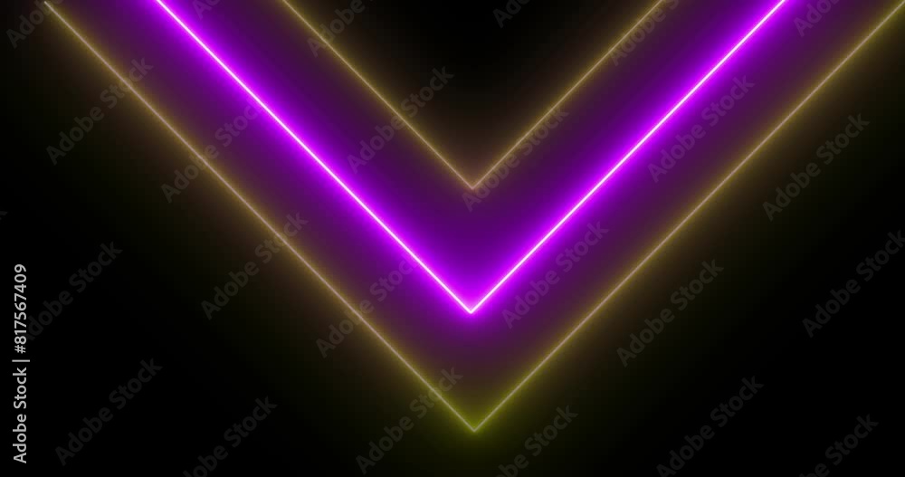 Neon arrows moving downwards illuminated neon light glowy background 4K ...