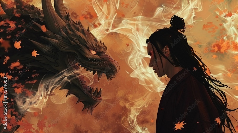 An evil spirit from Japanese folklore, its silhouette hauntingly ...