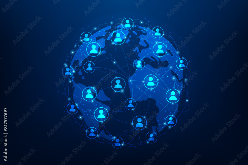 global network communication with people icon community around the ...
