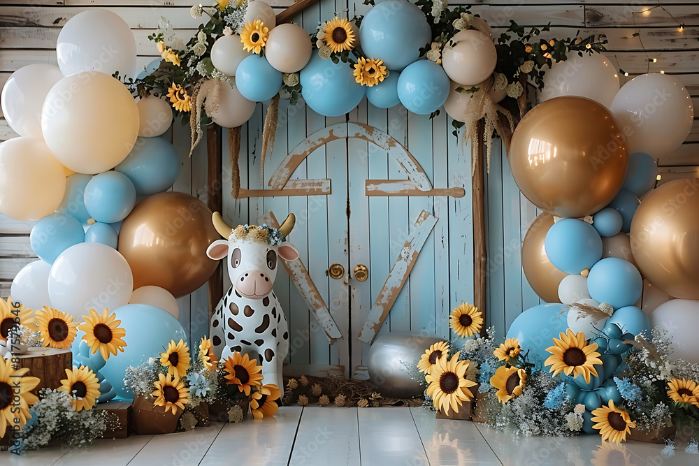 Farm Barn Balloon Arch Digital Backdrop for Child Photography ...