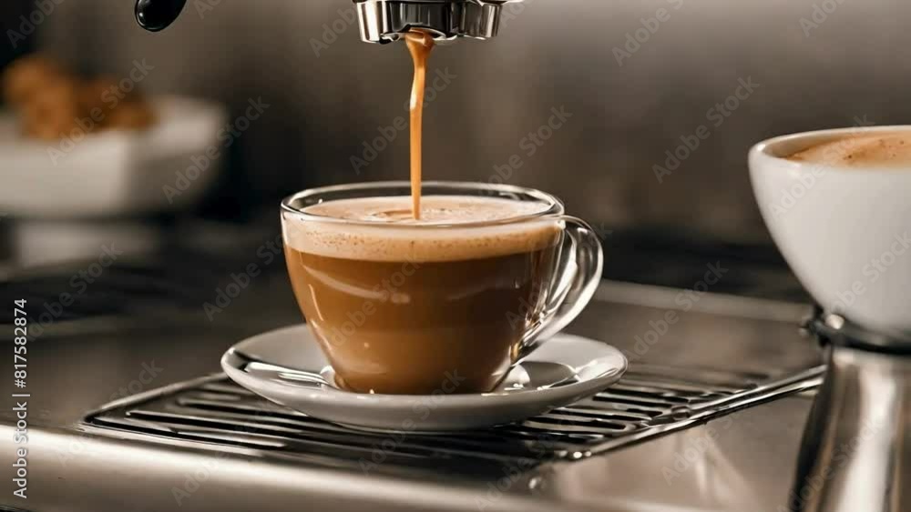 glass of coffee. espresso machine pouring coffee, soft focus, seamless ...