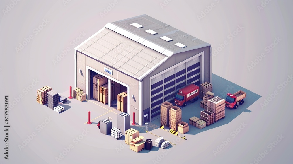 Vector isometric low poly warehouse cross-section Stock Illustration ...