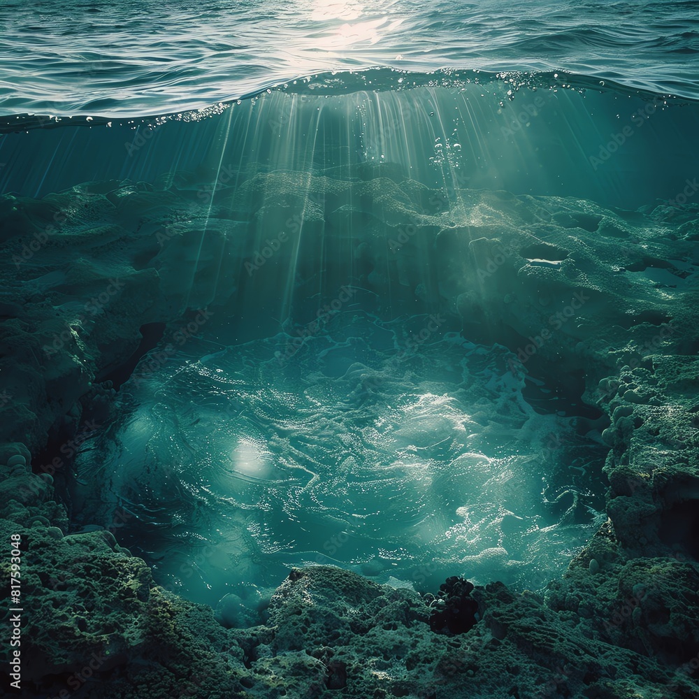 A surreal view of a deep-sea brine pool, its waters denser than the ...