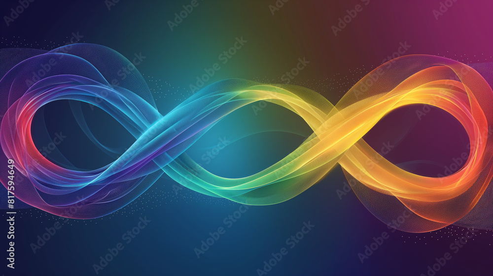 This is an image of an infinity symbol made out of rainbow-colored ...