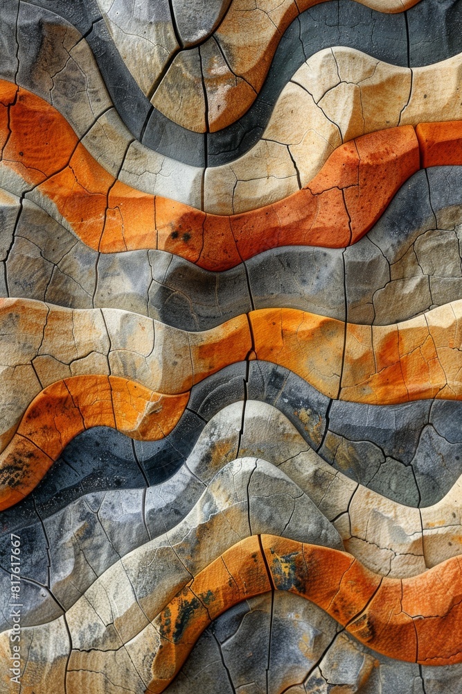 Abstract texture featuring wavy, layered patterns in earth tones ...