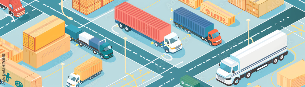 Supply chain management infographic flat design top view logistics ...