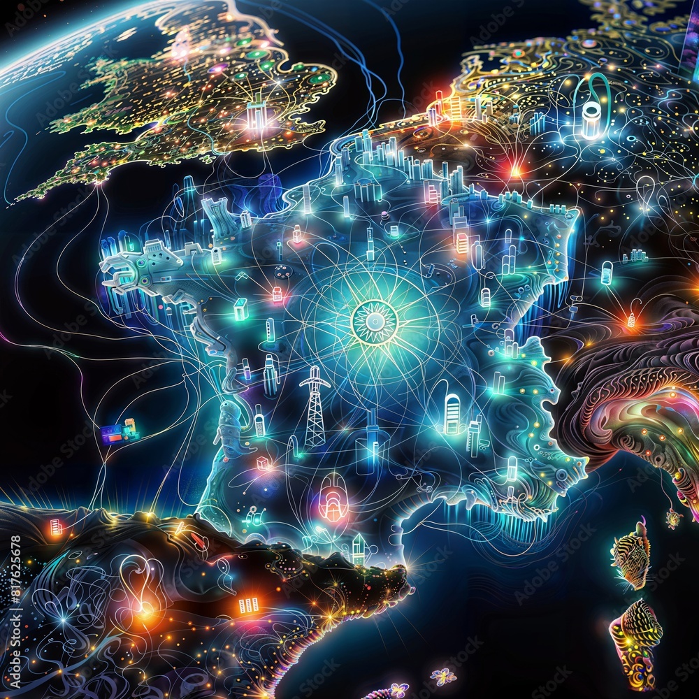 France's energy network visualized with vibrant nodes and lines ...