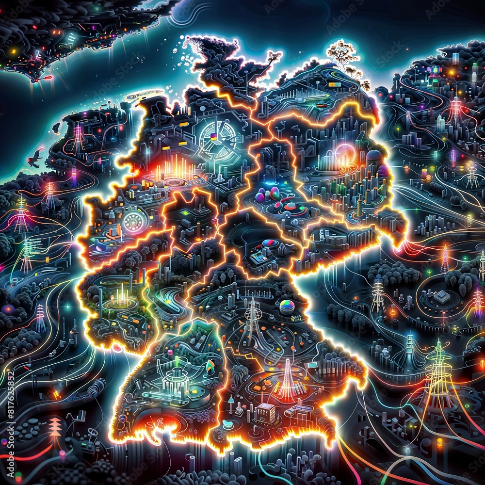 Germany power grid map visualizing energy flows, electricity ...