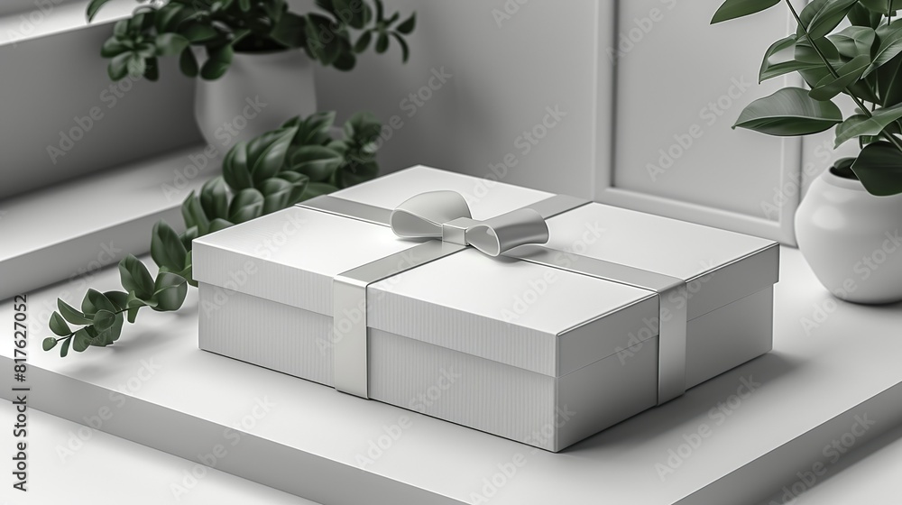 Package on white background, Plain white cardboard box with a removable ...