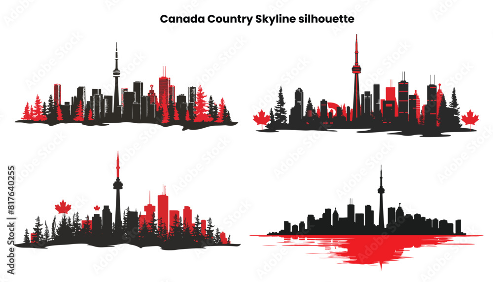 Canada Skyline silhouette vector isolated on white background Stock ...