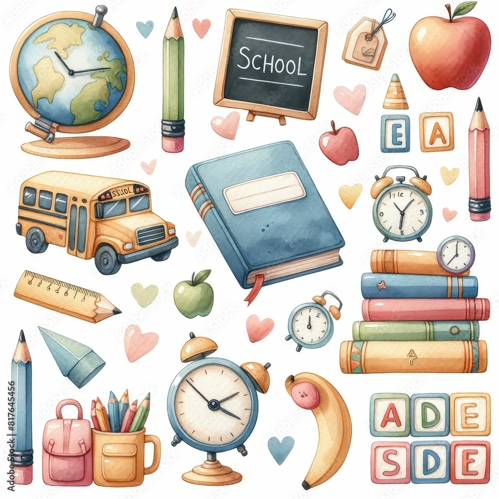 Education-themed backgrounds and patterns.watercolor illustration ...