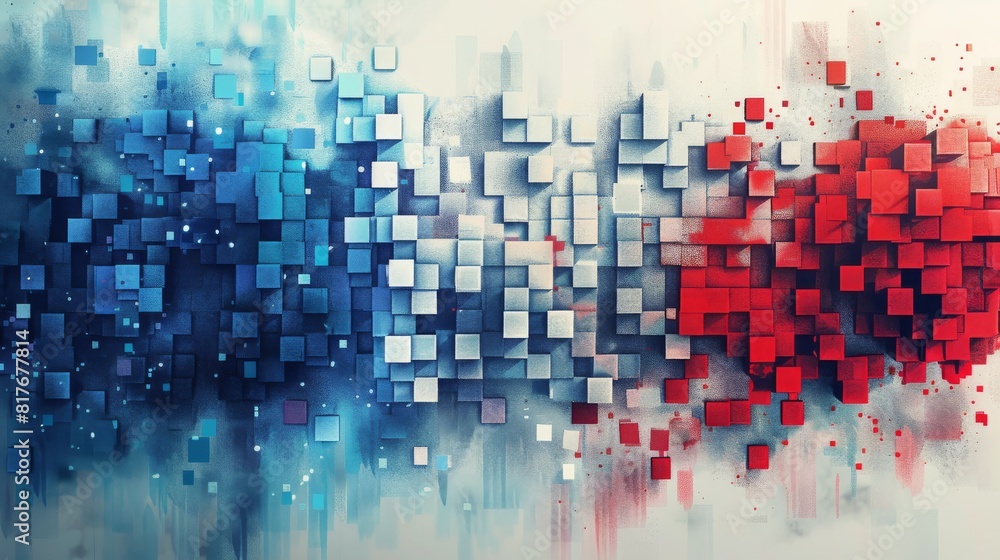 Pixel art of the France flag as a mosaic of blue, white, and red ...