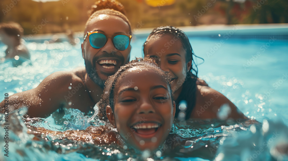 Happy african american black family having fun together playing in the ...