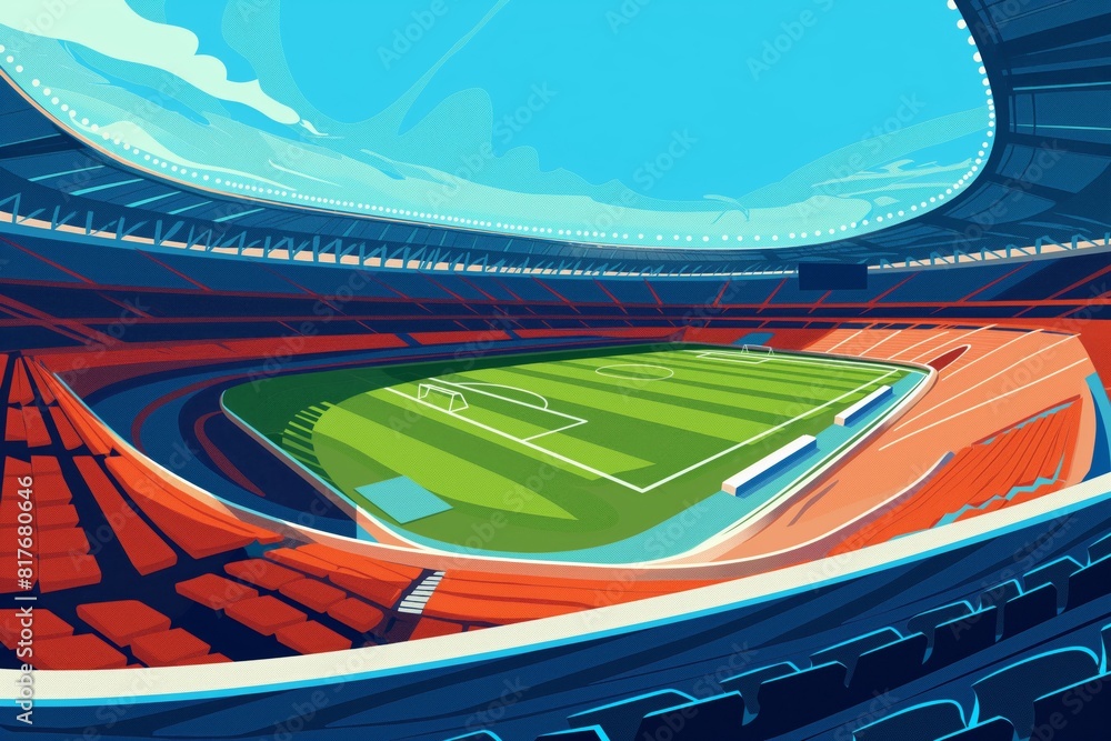 Dynamic and contemporary minimalist stadium illustration with vibrant ...