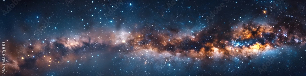 Panoramic astrophotography of visible Milky Way galaxy. Stars, nebula ...