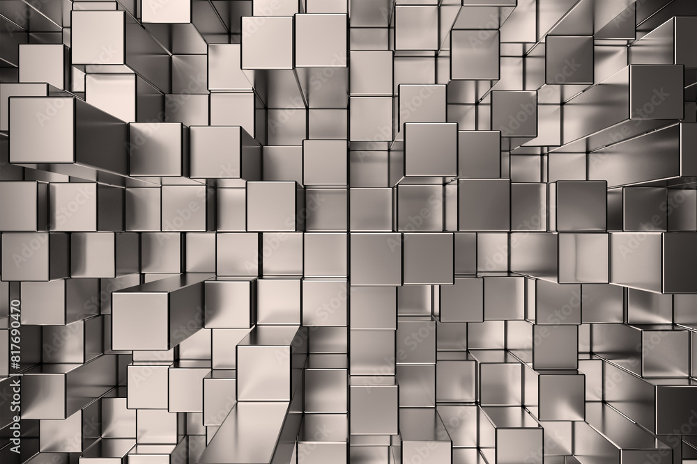 Abstract colorful silver tiles in perspective 3D, tile wallpaper with ...