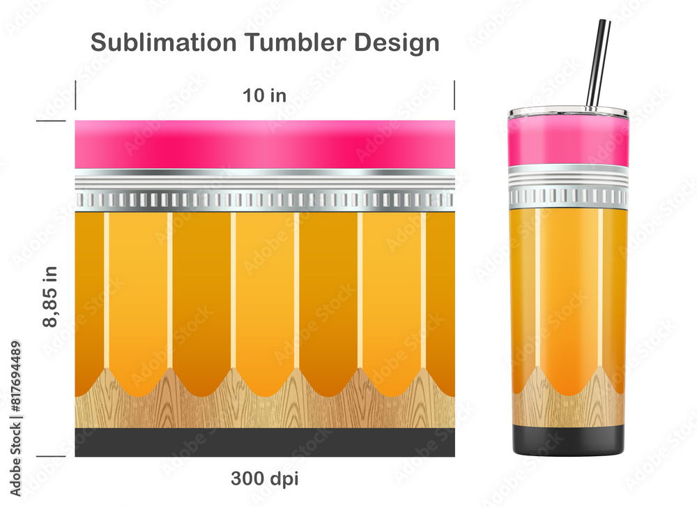 Teacher pencil sublimation design for 20 oz skinny tumbler. Back to ...