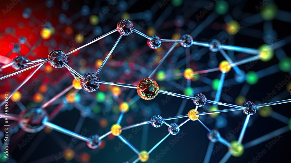 Network structure chemical bonds in molecular level of lines and points ...