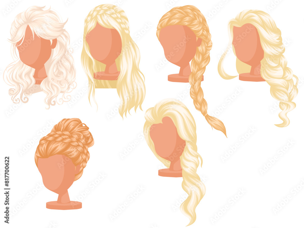Set female hair style sprites game vector image Stock Vector | Adobe Stock