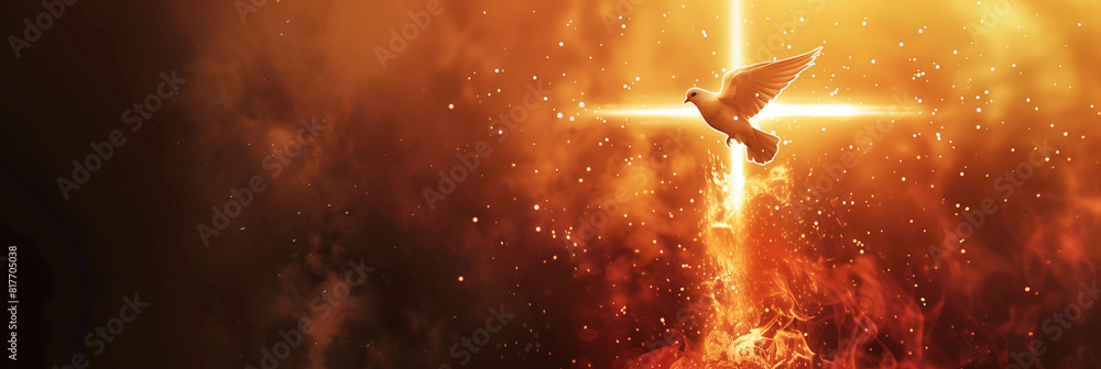 Flying dove in flaming fire - ai generative Stock Illustration | Adobe ...