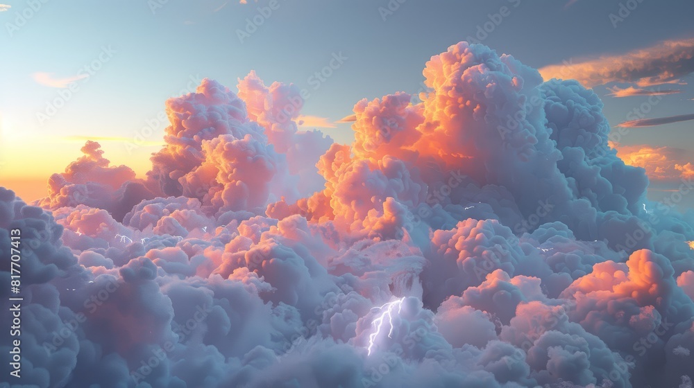Exploring the Nuances of Cumulonimbus Clouds at Sunset: A Detailed 3D ...