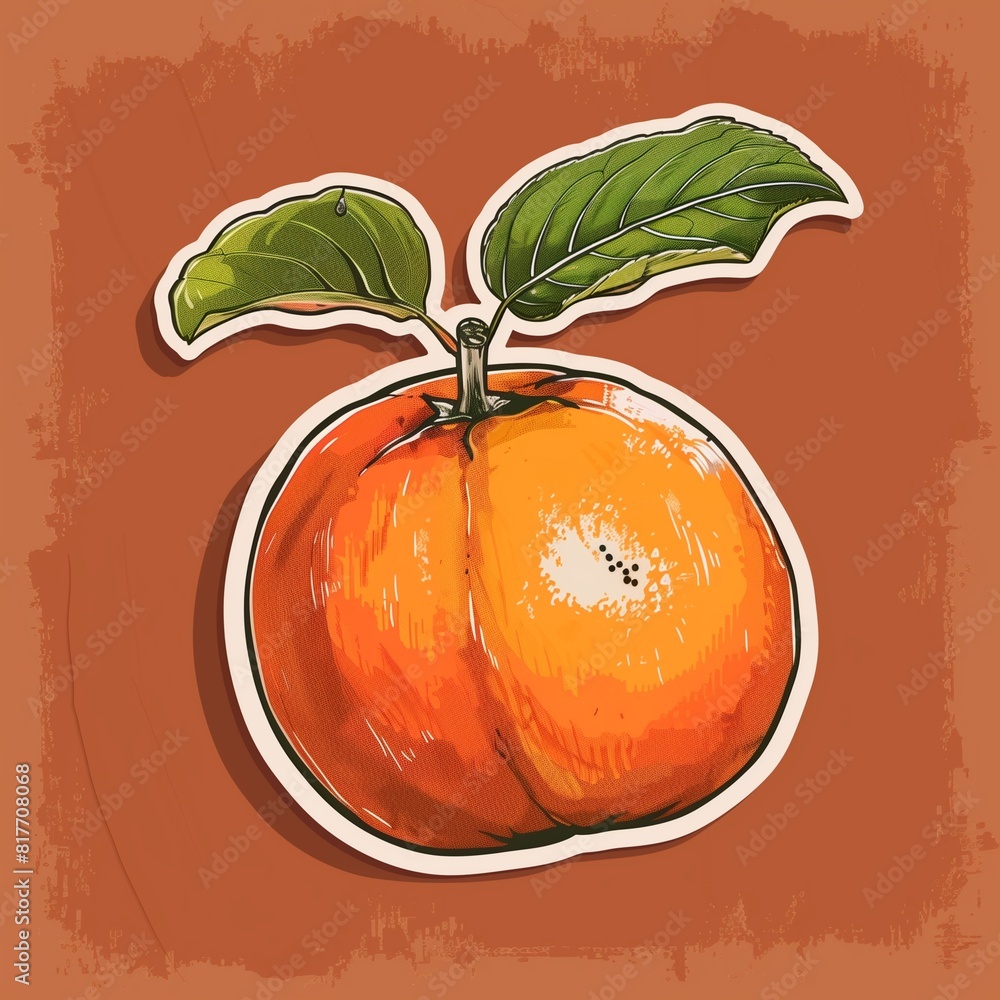 A persimmon illustration in a contemporary art style with warm colors ...