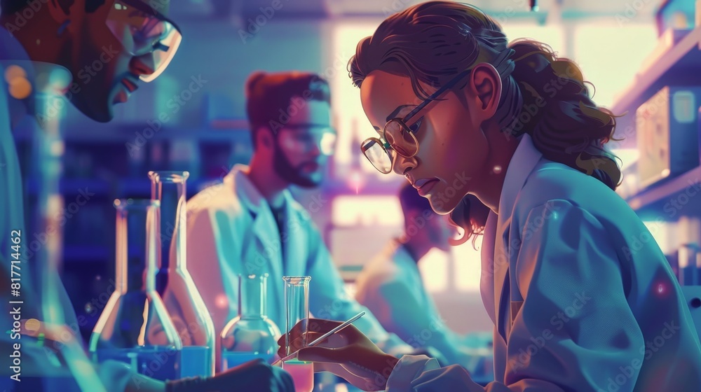 Character participating in a biology research project in a university ...