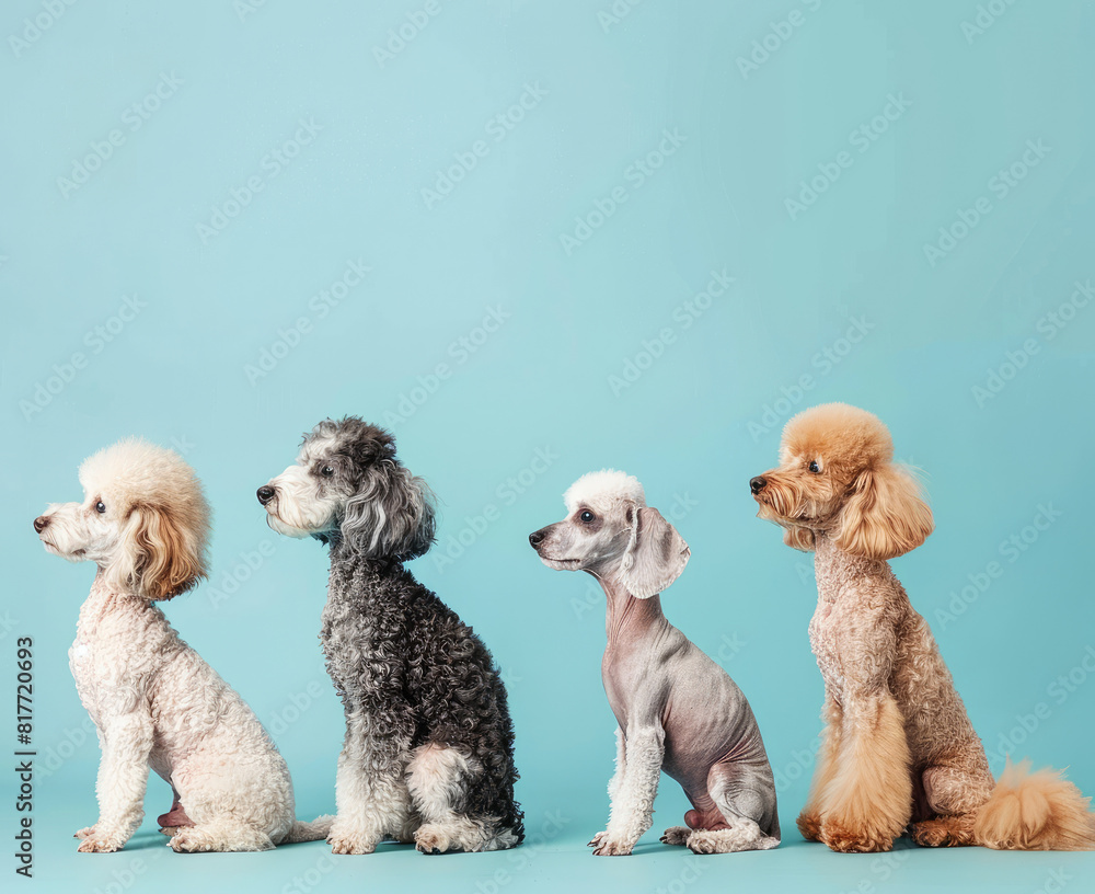 Stages of poodle dogs growth set. From kitten to adult dogs. Animal ...